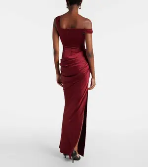 Alex Perry Draped Crêpe Satin Bustier Gown
