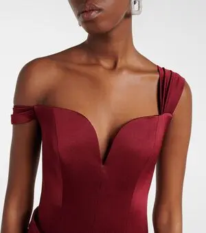 Alex Perry Draped Crêpe Satin Bustier Gown