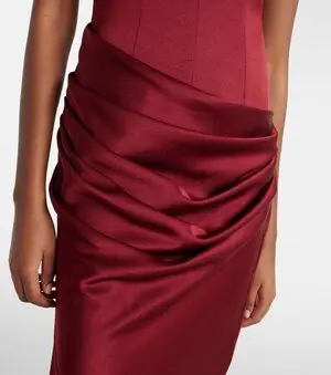 Alex Perry Draped Crêpe Satin Bustier Gown