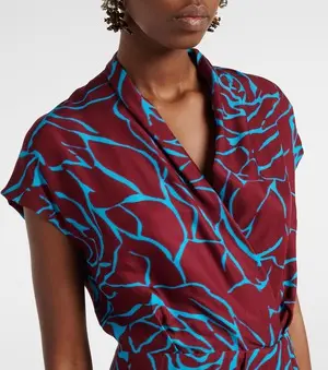Dries Van Noten Printed Satin Midi Dress - Burgundy
