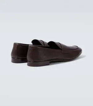 Prada Logo Leather Penny Loafers - Brown