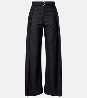 Loewe Checked Wool Wide Leg Trousers