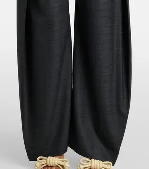 Loewe Checked Wool Wide Leg Trousers