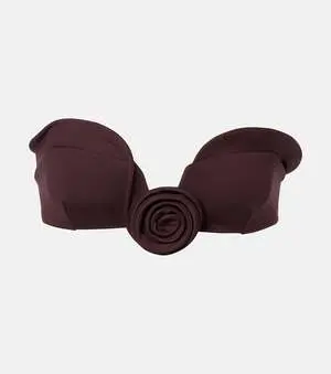 Magda Butrym Floral-appliqué Bikini Top - Burgundy