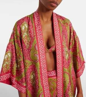 Etro Printed Silk Twill Wrap Jacket