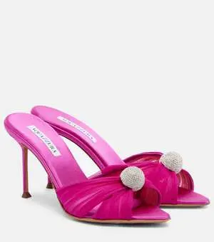 AQUAZZURA Mystery 85 Embellished Mules - Pink