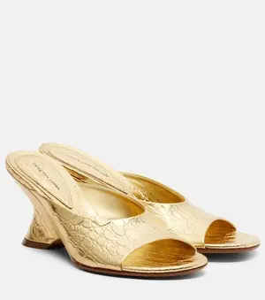 Dries Van Noten Metallic Leather Sandals - Gold
