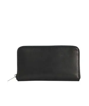 THE ROW Large Zip Wallet In Leather Black