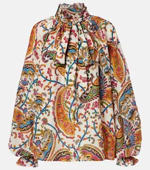 Etro Printed Cotton And Silk Blouse