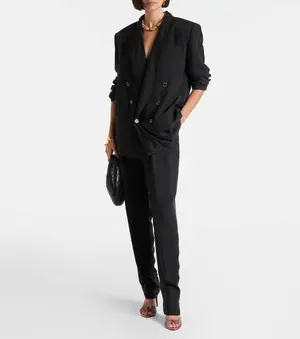 Saint Laurent Pleated Straight Leg Pants