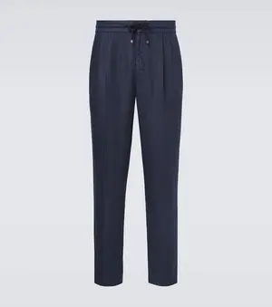 Brunello Cucinelli Linen Gabardine Tapered Trousers