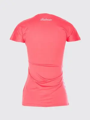 Balmain Draped T-shirt With Embellished Shoulders - Fuchsia