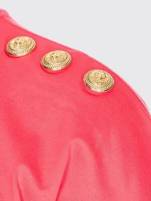 Balmain Draped T-shirt With Embellished Shoulders - Fuchsia