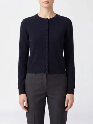 LISA YANG Slim Fit Pure Cashmere Crewneck Cardigan - Black