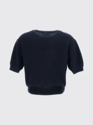LISA YANG Short Sleeve Knit Sweater - Blue
