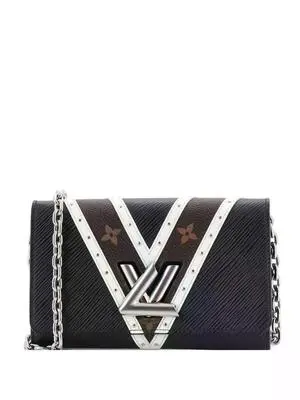 LOUIS VUITTON Twist Chain Wallet In Epi Leather With Monogram Canvas - Black