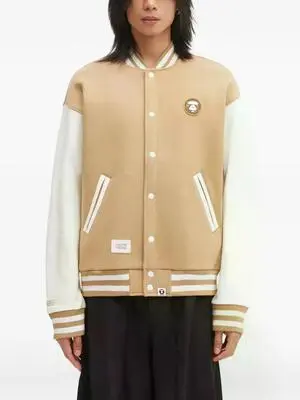 AAPE BY *A BATHING APE Logo-patch Striped-trim Bomber Jacket - Neutrals