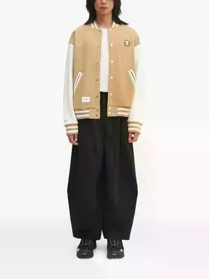 AAPE BY *A BATHING APE Logo-patch Striped-trim Bomber Jacket - Neutrals