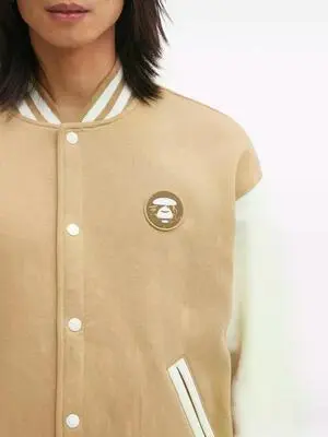 AAPE BY *A BATHING APE Logo-patch Striped-trim Bomber Jacket - Neutrals