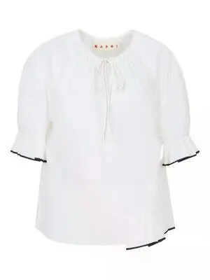 Marni Drawstring Pleated-neck Blouse