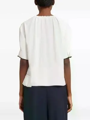 Marni Drawstring Pleated-neck Blouse