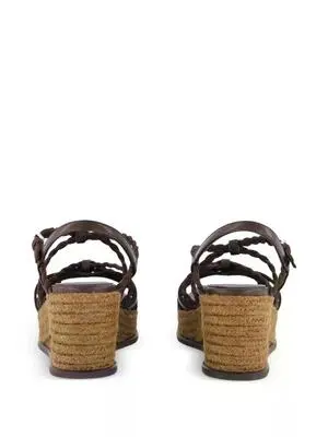 JIMMY CHOO Nyra Braided-leather Wedge Sandals - Brown