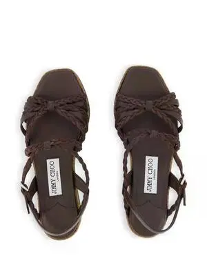 JIMMY CHOO Nyra Braided-leather Wedge Sandals - Brown