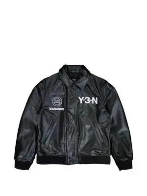 Y3 Logo Leather Bomber Jacket