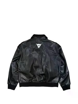 Y3 Logo Leather Bomber Jacket