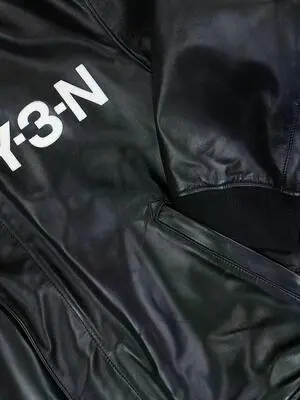 Y3 Logo Leather Bomber Jacket