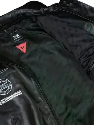 Y3 Logo Leather Bomber Jacket