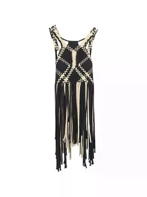 Alberta Ferretti Fringed Woven Top
