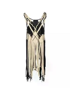 Alberta Ferretti Fringed Woven Top