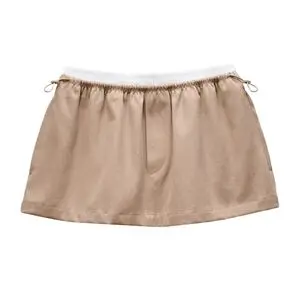 Alexander Wang Mid-rise Mini Skirt With Logo Elastic Waistband - Tan