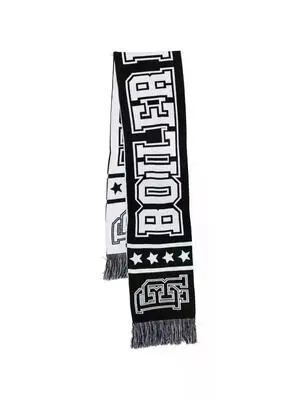 BOILER ROOM Fringed-hem Printed Scarf - Black