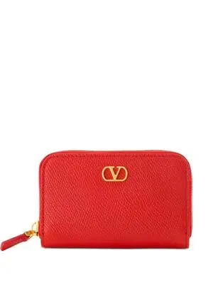 Valentino Garavani Zipped Grained Leather Wallet - Red