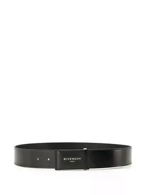Givenchy Buckle Logo Leather Belt - Black