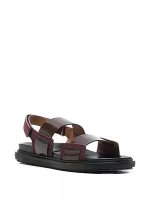 Marni Marni Fussbett Double-Strap Patent Leather Sandals Brown