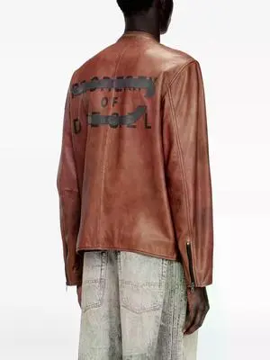 DIESEL® L-tad-bkbx Leather Jacket - Brown
