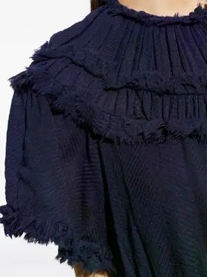 Ulla Johnson Ayan Ruffled Fringed Dress - Blue