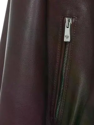Versace Zipped Leather Jacket - Brown
