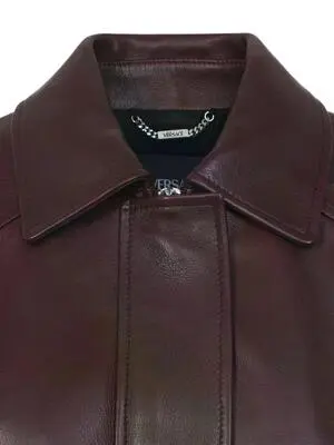 Versace Zipped Leather Jacket - Brown