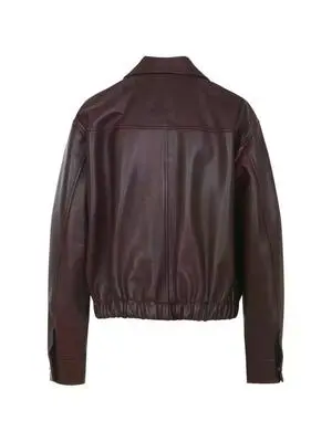 Versace Leather Blouson Jacket With Medusa Hardware - Red