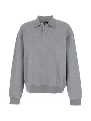 BOSS Polo-collar Long-sleeve Sweatshirt