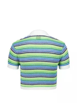 Casablanca Striped Button-up Polo Shirt