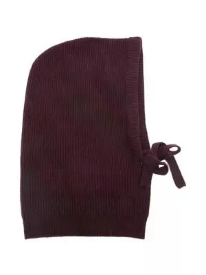 LANEUS Tie-detail Ribbed Balaclava - Brown