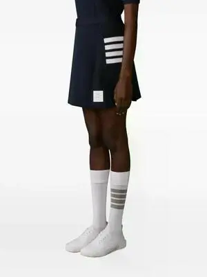 Thom Browne Textured Piqué 4-bar Pleat Mini Skirt - Blue