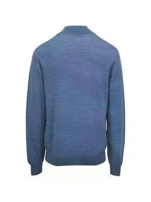 Canali Textured Zip Sweater - Blue
