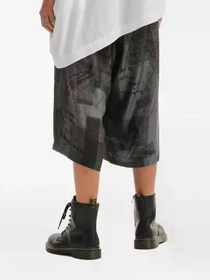 Y’s Newspaper Print Wide-leg Trousers