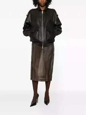 THE FRANKIE SHOP Leather Flap-pocket Jacket - Brown